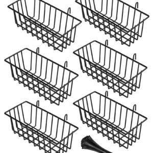 SEMPOMA 6 Pack Black Wire Basket, Hanging wall Basket for Wall Grid Panel, Metal Hanging Baskets for Organizing, Wire Basket for Kitchen Storage, Grid Wall Accessories