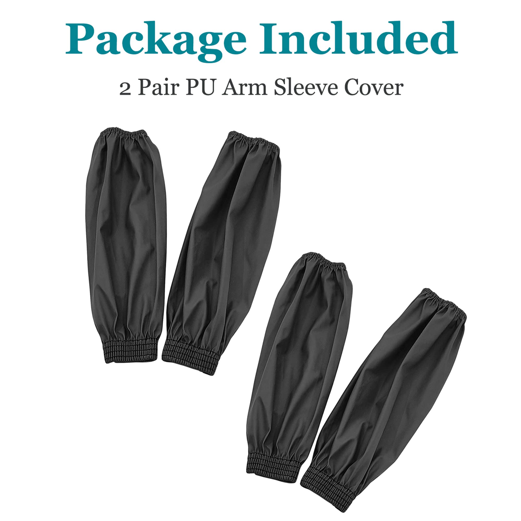 Yzurbu 2 Pairs Arm Sleeves Covers, PU Oversleeves Protector for Arm with Four-Needle Elastic Cuffs, Waterproof, Oilproof, Acid and Alkali Resistant