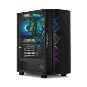 yeyian shoge gaming pc desktop computer, amd ryzen 5 5600x 4.6ghz, nvidia rtx 3070 8gb, 1tb nvme ssd, 16gb ddr4 3200mhz, argb fans, windows 11 home wi-fi