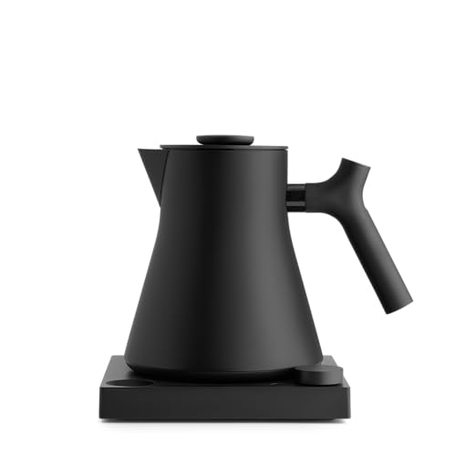 Fellow Corvo EKG Pro Electric Tea Kettle - Electric Pour Over Coffee and Tea Pot - Quick Heating Electric Kettles for Boiling Water - Temperature Control and Built-In Brew Timer-Matte Black-0.9 Liter