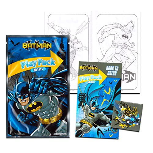 DC Comics Batman Mini Party Favors Set for Kids - Bundle with 24 Mini Batman Grab n Go Play Packs with Coloring Pages, Stickers and More (Batman Birthday Party Supplies)