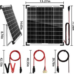 SUNSUL 20W 12V Solar Panel Kit with Trickle Charger, Maintainer, and Adjustable Mount Bracket for Marine, Automotive, RV, Motorcycle, and Boat.