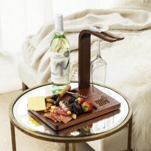 CUTLINX Wineboard Gifts for Aunt - Wine Rack Countertop of Acacia Wood with Corkscrew and Wine Glass Holder - Premium Kitchen Gifts for Aunt from Niece for Birthday, Anniversary - Portable and Durable