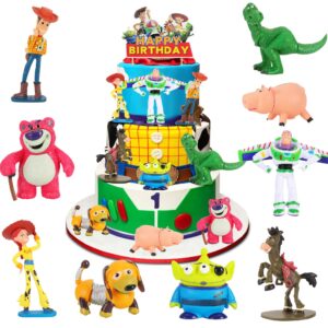 9pack story action figures toys with cake topper, cartoon figures cupcake toppers for birthday party cake decorations