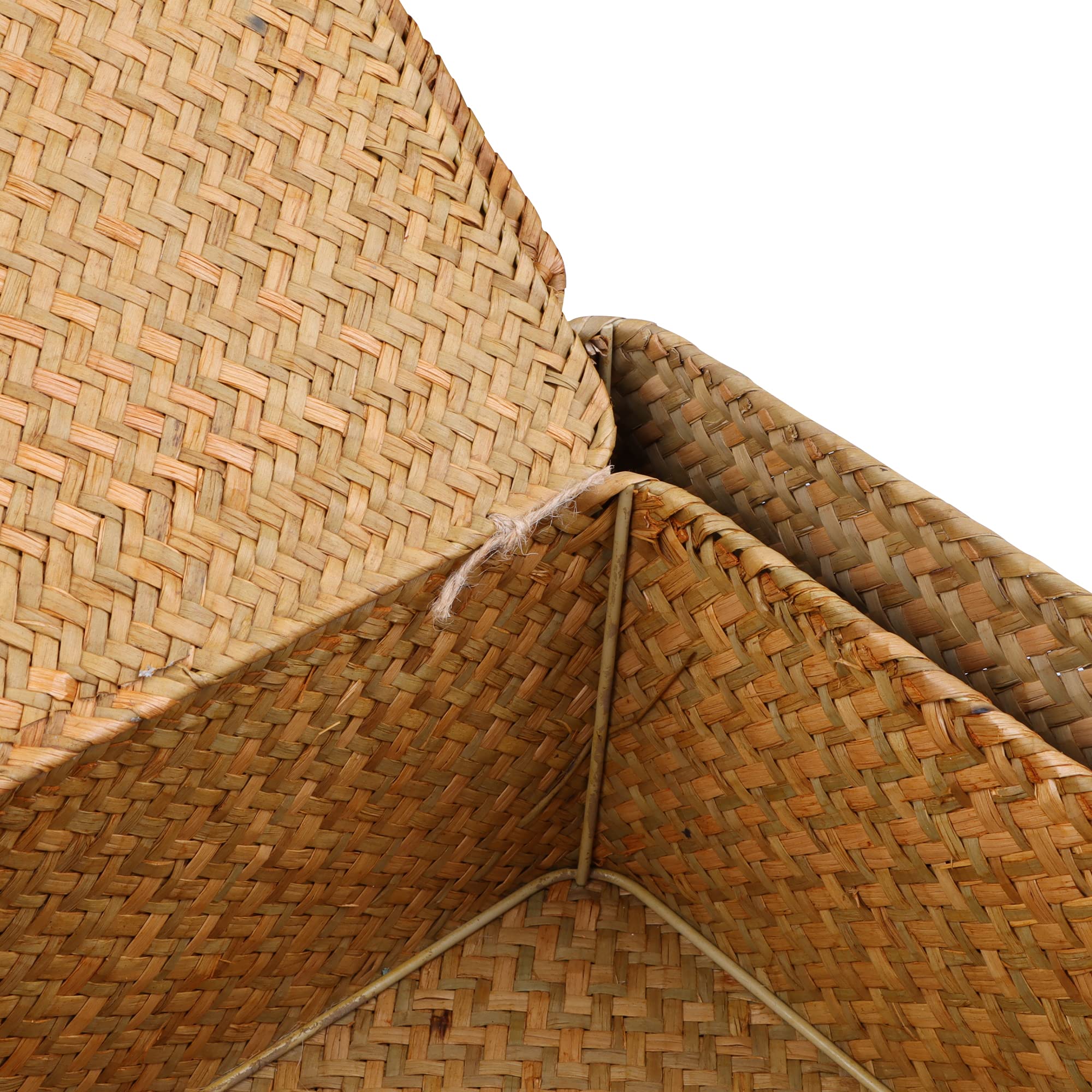 FEILANDUO 4Pcs Wicker Storage Baskets with Lids Seagrass Woven Baskets for Shelves Stackable Storage Boxes for Organizing Rattan Bins (Natural)