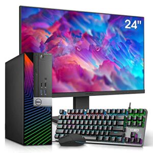 dell gaming pc desktop computers with 24 inch koorui monitor bundle, gt 1030 2gb gddr5, intel core i7-6700,16gb ram 512gb ssd, built-in wifi ready, windows 10 pro, altec rgb keyboard mouse (renewed)