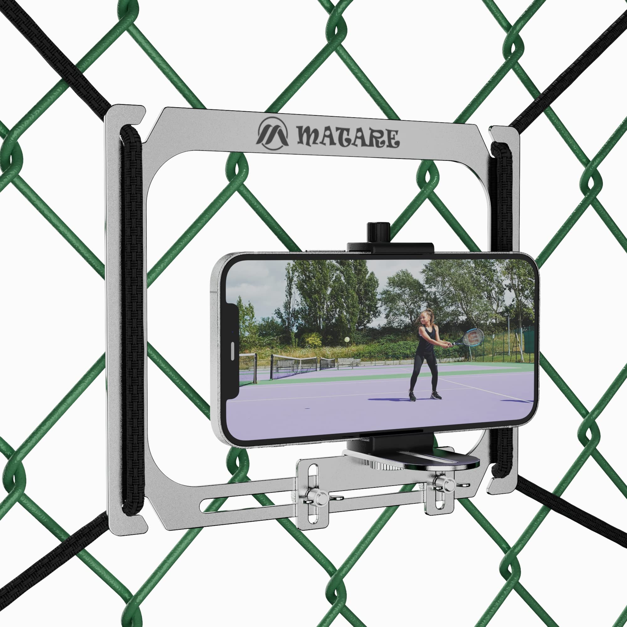 Cell Phone Fence Mount for iPhone, Mevo Start, Phones, GoPro and Other Action Cameras, to a Chain Link Fence for Recording Baseball,Softball and Tennis Games