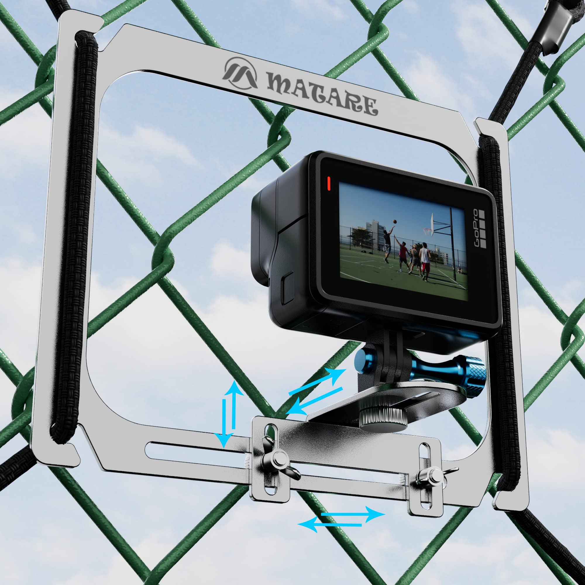 Cell Phone Fence Mount for iPhone, Mevo Start, Phones, GoPro and Other Action Cameras, to a Chain Link Fence for Recording Baseball,Softball and Tennis Games