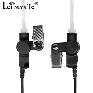 LEIMAXTE Two Way Radio Headset Compatible with Baofeng, Kenwood 2 Pin Walkie Talkie Surveillance Earpiece with Mic PTT, Acoustic Tube