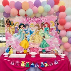 Pink Princess Backdrop Girls 1st 2nd Happy Birthday Party Backdrop Princess Fantasy Fairy Tale Party Photography Decoration Background 7x5ft