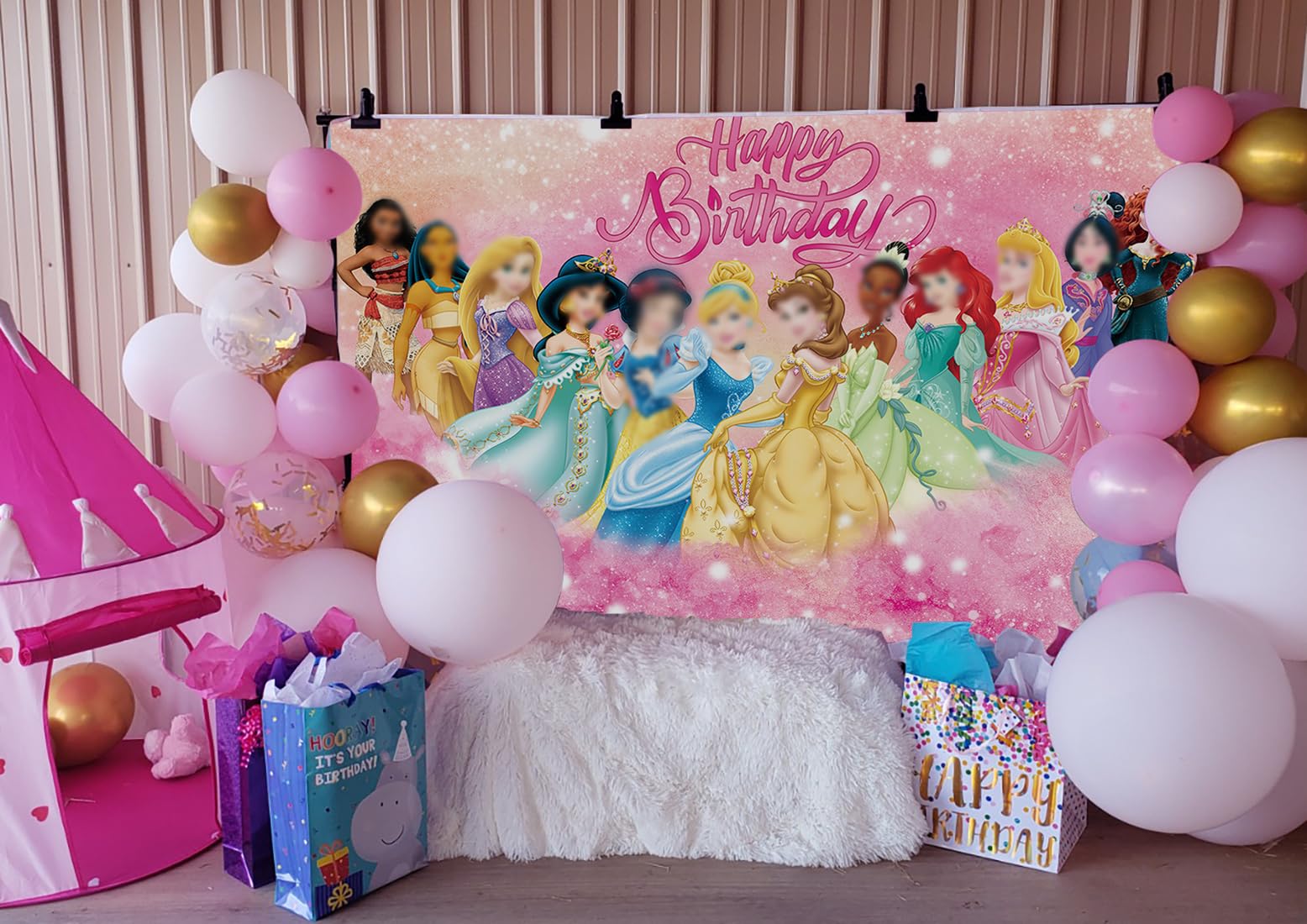 Pink Princess Backdrop Girls 1st 2nd Happy Birthday Party Backdrop Princess Fantasy Fairy Tale Party Photography Decoration Background 7x5ft