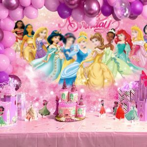 Pink Princess Backdrop Girls 1st 2nd Happy Birthday Party Backdrop Princess Fantasy Fairy Tale Party Photography Decoration Background 7x5ft