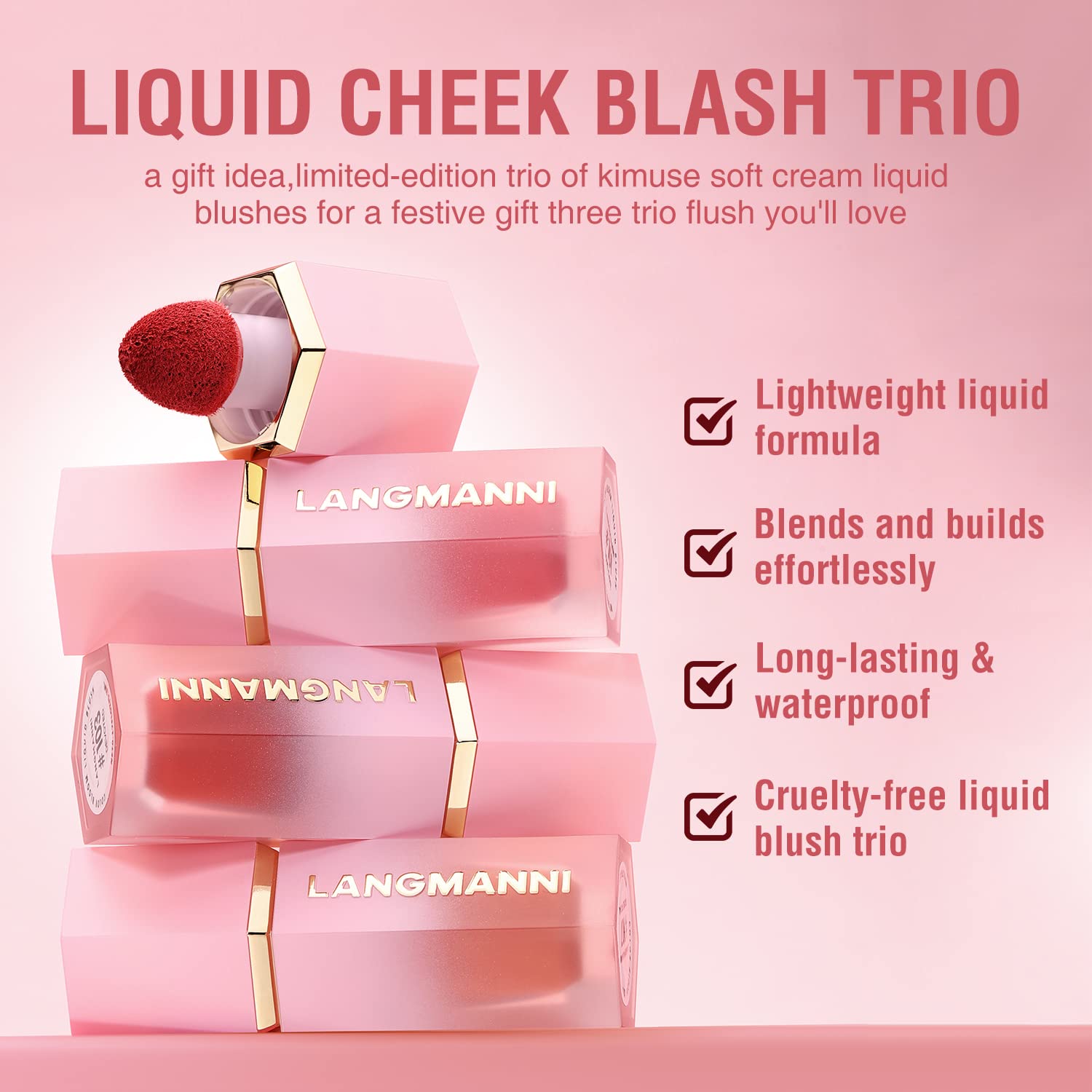 Liquid Blush with Air Cushion, Smooth, Lightweight Breathable Formula for Sheer Flush of Natural-Looking Color and Dewy Finish - Oil-Free and Matte for Soft and Subtle Look (#101 LOVE CAKE)