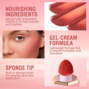 Liquid Blush with Air Cushion, Smooth, Lightweight Breathable Formula for Sheer Flush of Natural-Looking Color and Dewy Finish - Oil-Free and Matte for Soft and Subtle Look (#101 LOVE CAKE)