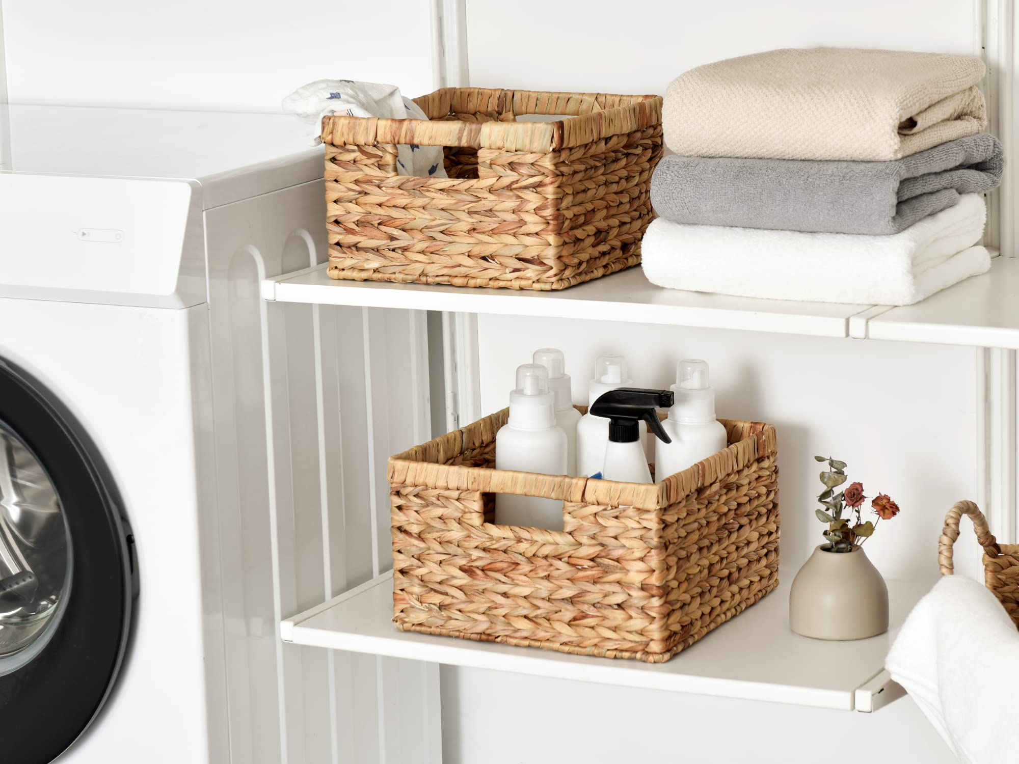 StorageWorks Wicker Storage Basket, Wicker Toilet Basket Tank Topper, Toilet Paper Basket for Back of Toilet Tank Top