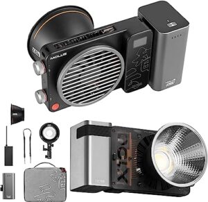 zhiyun molus x100 combo 100w bi-color led video light, 385g led pocket light, 2700k-6500k cri 95+ tlci 97+w/bowens mount adapter ring, detachable grip battery,bluetooth app control, studio spotlight