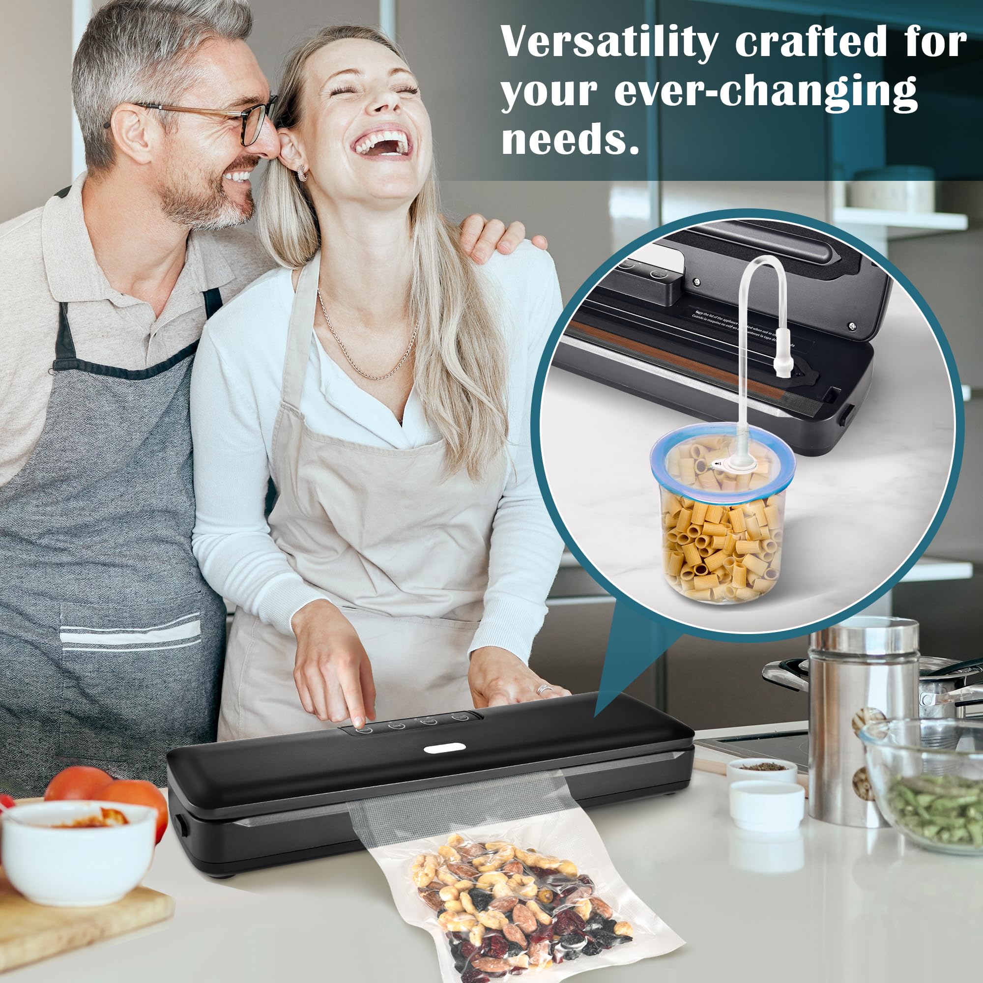 AOSION Vacuum Sealer Machine,Automatic Food Sealer for Food,Food Vacuum Sealer Automatic Air Sealing System for Food Storage Dry and Moist Food Modes with 15 pcs Sealer Bags,LED Indicator Lights,