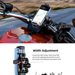 Kewig Motorcycle Phone Mount with Vibration Dampener & High-Speed Secure Lock, Newest Anti-Theft Phone Cradle Handlebar Cellphone Holder for Motorcycle Bike ATV/UTV Scooter Fit 4.7-7.2" Phone