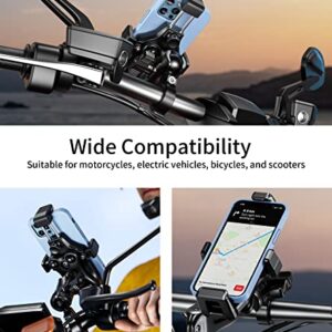 Kewig Motorcycle Phone Mount with Vibration Dampener & High-Speed Secure Lock, Newest Anti-Theft Phone Cradle Handlebar Cellphone Holder for Motorcycle Bike ATV/UTV Scooter Fit 4.7-7.2" Phone