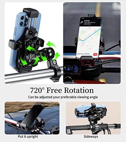 Kewig Motorcycle Phone Mount with Vibration Dampener & High-Speed Secure Lock, Newest Anti-Theft Phone Cradle Handlebar Cellphone Holder for Motorcycle Bike ATV/UTV Scooter Fit 4.7-7.2" Phone