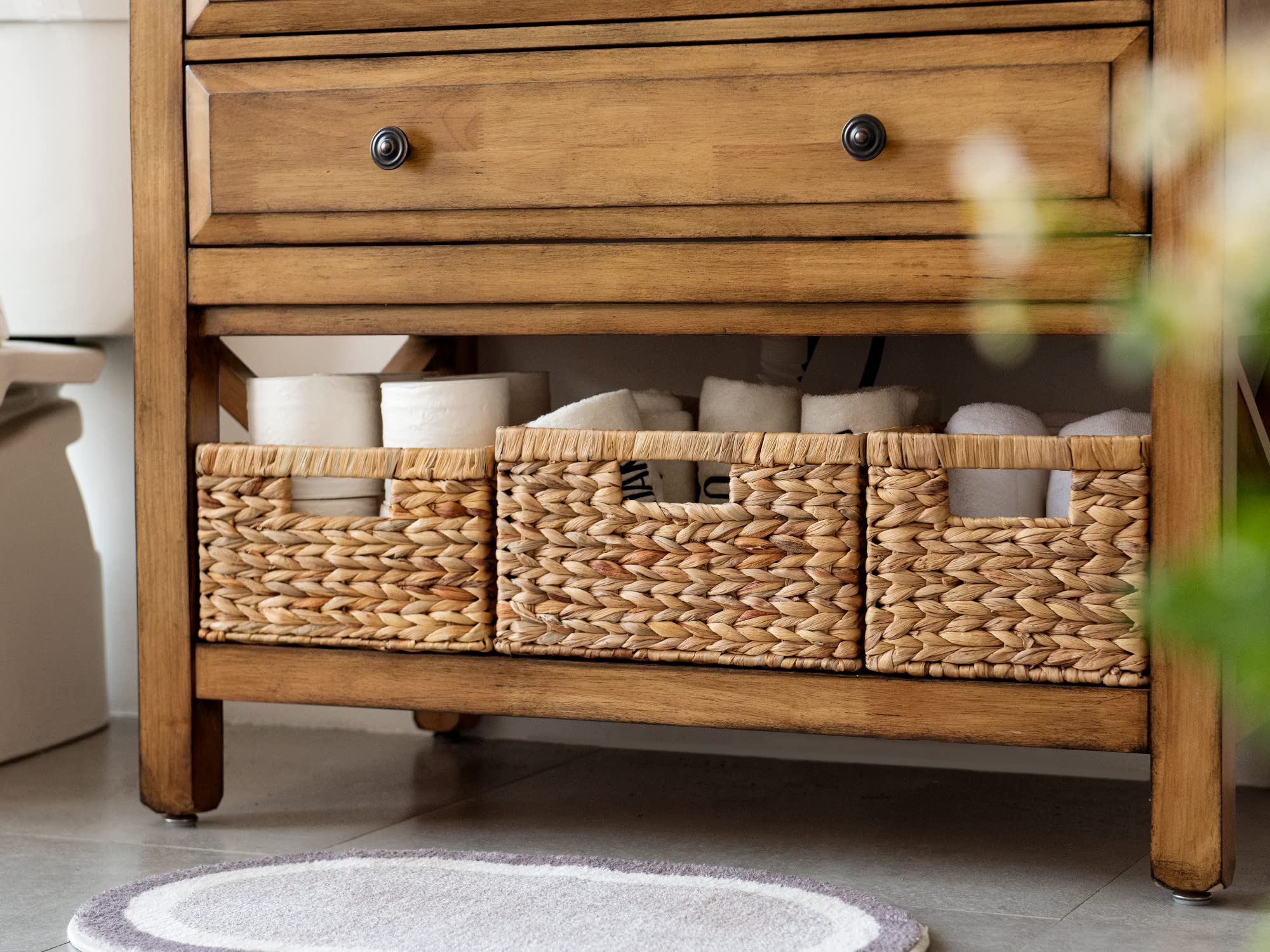 StorageWorks Wicker Storage Basket, Pantry Baskets for Organizing, Wicker Baskets with Built-in Handles