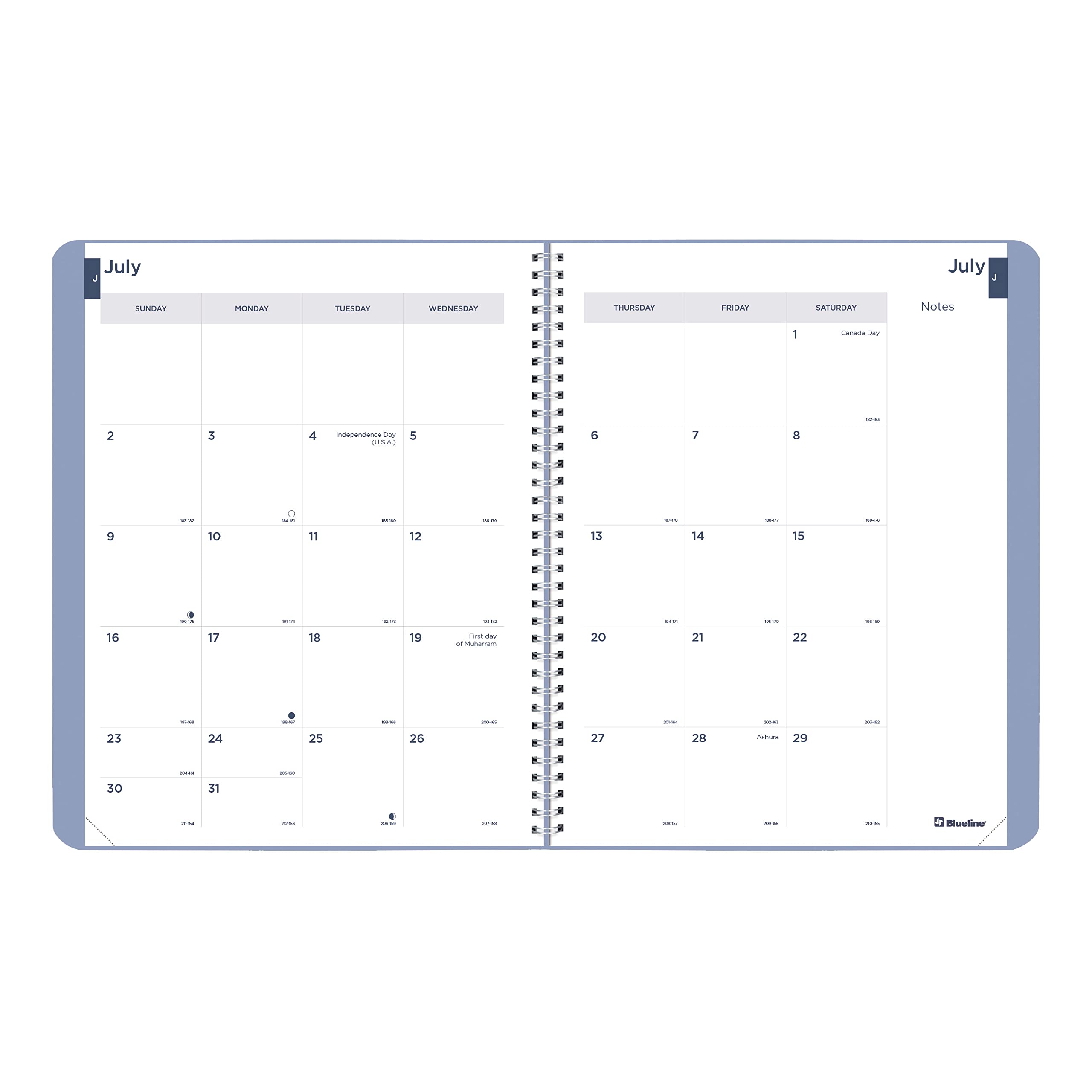 Blueline Essential Academic Monthly Planner, 14 Months, July 2023 to August 2024, Twin-Wire Binding, Soft Vicuana Cover, 11" x 8.5", Cloud Blue (CA701F.02-24)