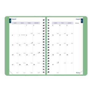 Blueline Essential Academic Daily/Monthly Planner, August 2023 to July 2024, Twin-Wire Binding, Soft Vicuana Cover, 8" x 5", Mint Green (CA201F.03-24)