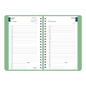 Blueline Essential Academic Daily/Monthly Planner, August 2023 to July 2024, Twin-Wire Binding, Soft Vicuana Cover, 8" x 5", Mint Green (CA201F.03-24)