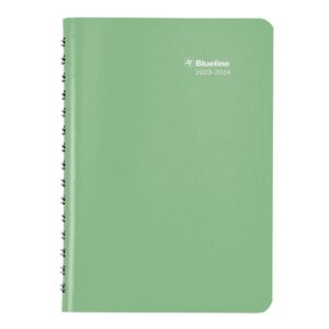 Blueline Essential Academic Daily/Monthly Planner, August 2023 to July 2024, Twin-Wire Binding, Soft Vicuana Cover, 8" x 5", Mint Green (CA201F.03-24)