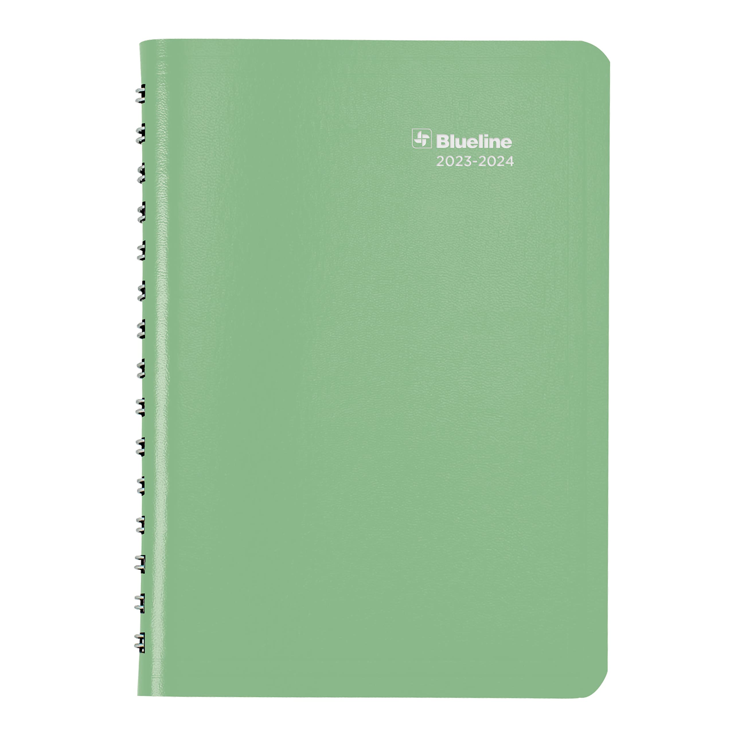 Blueline Essential Academic Daily/Monthly Planner, August 2023 to July 2024, Twin-Wire Binding, Soft Vicuana Cover, 8" x 5", Mint Green (CA201F.03-24)