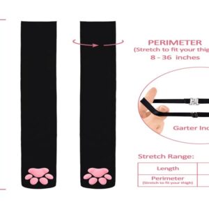 Littleforbig Plus Size Thigh High Cosplay 3D Paw Pad Silicone Kitten Over The Knee Silk Stockings - Black