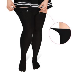 Littleforbig Plus Size Thigh High Cosplay 3D Paw Pad Silicone Kitten Over The Knee Silk Stockings - Black