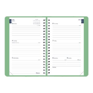 Blueline Essential Academic Weekly/Monthly Planner, 13 Months, July 2023 to July 2024, Twin-Wire Binding, Soft Vicuana Cover, 8" x 5", Mint Green (CA101F.03-24)