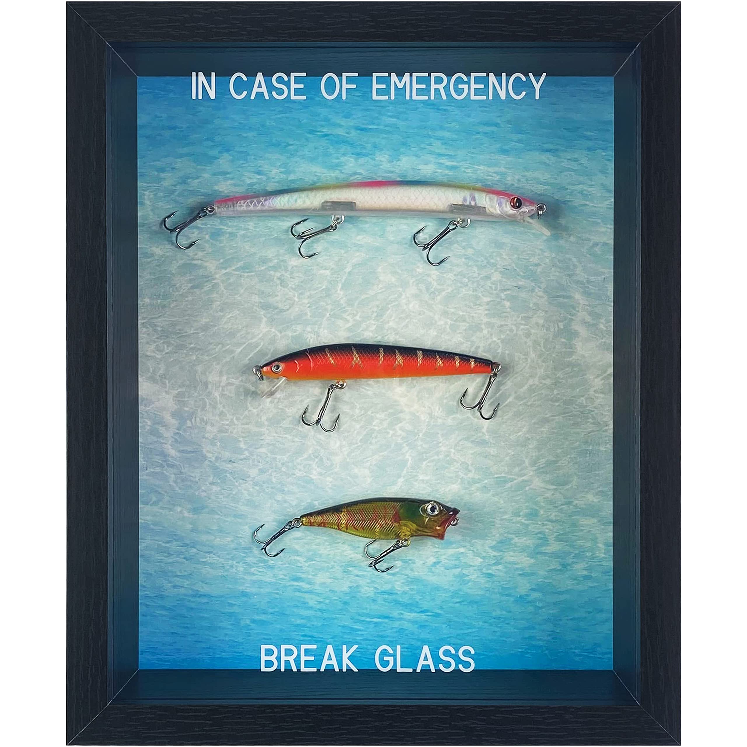 BREAK GLASS GIFTS Funny In Case of Emergency Fishing Gifts - Unique fishing Gag Wall Art for a Great Fishing Gift. Hilarious fishing Gifts for Men or Women, Ideal for Any fishing lover for Father's Day