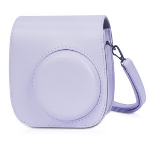 phetium instant mini 12 camera protective case compatible with instax mini 12 11,pu leather bag with pocket and adjustable shoulder strap(lilac purple)