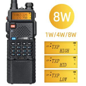 BAOFENG UV-5R Ham Radio 8W Long Range UV5R Dual Band Handheld 3800mAh Extended Battery Rechargeable Walkie Talkies for Adults with Earpiece,USB Charger and Programming Cable Full Kit,2Pack