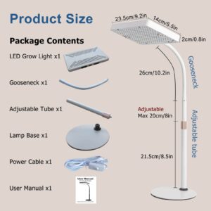 JINHONGTO Desk Grow Light Full Spectrum, Table Top Plant Grow Light, IR-UV Included LED Grow Lights for Indoor Plants, 25 Watt 208pcs LEDs, 16"-24" Height Adjustable, Daisy Chain Function