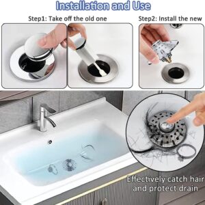 AzWzz Bathroom Sink Stopper,Sink Hair Catcher,Bathroom Sink Drain Strainer Pop Up Drain Cover Plug,Universal for 1-1/4 to 1-5/8in Sink Drain Hole