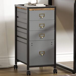 Alkmaar 4 Drawer Vertical Mobile File Cabinet Fits A4 or Letter Size, Rustic Grey