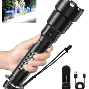 NJ FOREVER Rechargeable Flashlight High Lumens, 150000 Lumens Super Bright LED Flash Light, 5 Light Modes, IPX6 Waterproof Powerful Handheld Flashlight for Camping Hiking Outdoor