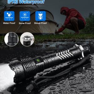 NJ FOREVER Rechargeable Flashlight High Lumens, 150000 Lumens Super Bright LED Flash Light, 5 Light Modes, IPX6 Waterproof Powerful Handheld Flashlight for Camping Hiking Outdoor