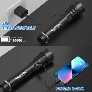 NJ FOREVER Rechargeable Flashlight High Lumens, 150000 Lumens Super Bright LED Flash Light, 5 Light Modes, IPX6 Waterproof Powerful Handheld Flashlight for Camping Hiking Outdoor