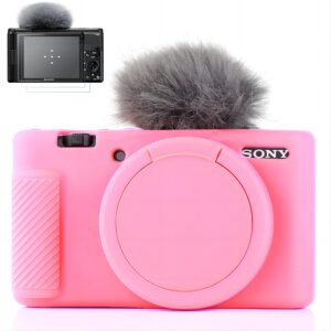 Yisau Camera Case for Sony ZV-1, Sony ZV1 Camera Case Digital Camera Anti-Scratch Slim Fit Soft Dslr Camera Sleeve with ZV1 Screen Protector (Pink)