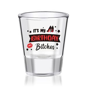 mokoart its my birthday shot glass- happy birthday gifts for women, 21st birthday gifts for her, for bachelorette parties, gag gift for women, gift idea for her