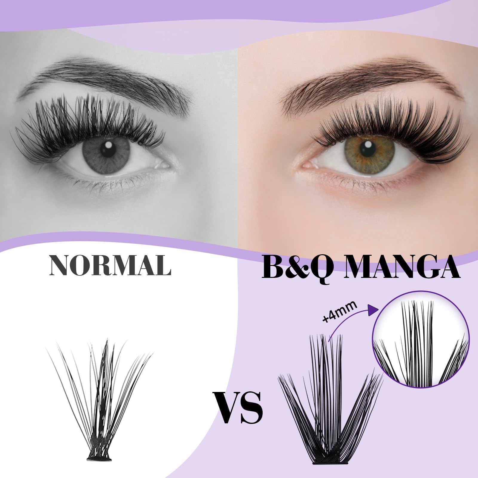 B&Q Manga Lash Clusters DIY Individual Lashes 50D-0.07D-9-16MIX 300 PCS False Eyelash Cluster Manga Lashes Cluster 30D 40D 50D D Curl Lash Clusters DIY lash Extensions at Home (50D-0.07D,9-16MIX)