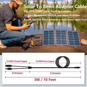 MJPOWER MC-4 to 8mm Adapter Extension Cable 10FT Compatible Solar Panel and Portable Power Station Solar Generator Fit Goal Zero Yeti/Jackery/Anker/BLUETTI EB3A/EB70/EB70S Power Station Renogy Panels