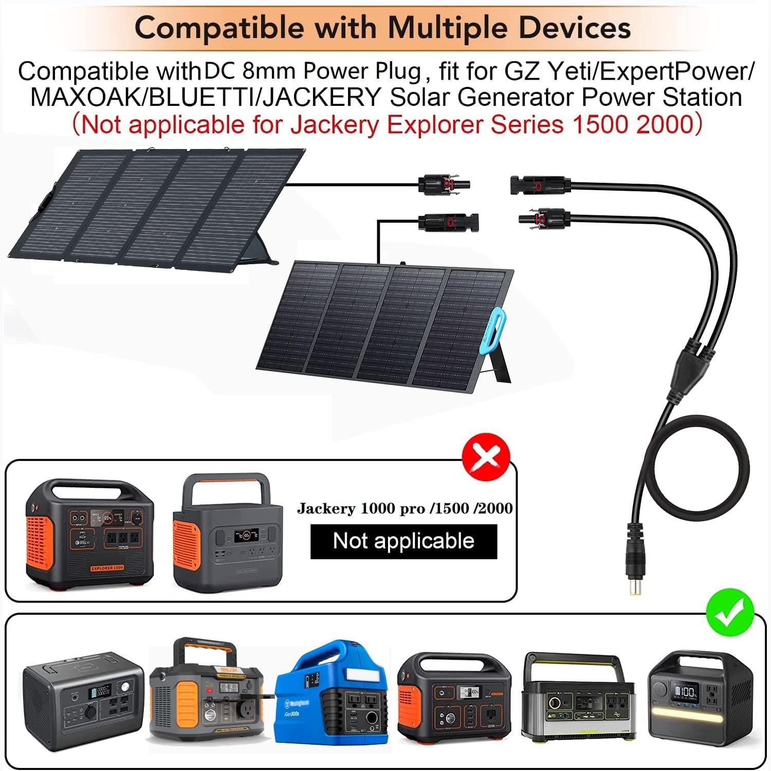 MJPOWER MC-4 to 8mm Adapter Extension Cable 10FT Compatible Solar Panel and Portable Power Station Solar Generator Fit Goal Zero Yeti/Jackery/Anker/BLUETTI EB3A/EB70/EB70S Power Station Renogy Panels