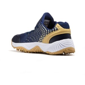 boombah women's dart pursuit turf navy/vegas gold/white - size 8