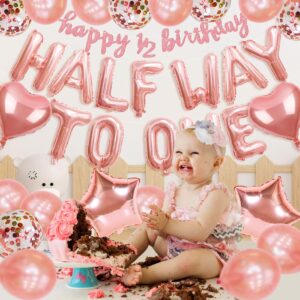 1/2 Birthday Girl Decorations Half Birthday Decorations Half Way To One Baby Girl Outfit 6 Months Birthday Decorations Half Way To One Balloons Banner Halfway To One Baby Girl Half Way To First