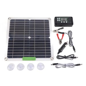 200 watt 12v portable solar panel kit | monocrystalline solar panel with solar charge controller | fast charging qc3.0 usb c | ideal for car automotive boat marine rv camping (100a)